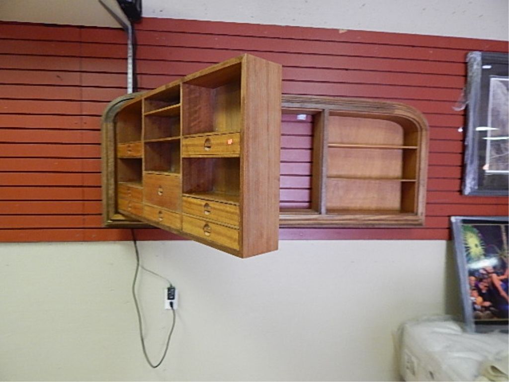 VINTAGE SOLID WOOD WALL INSERT SHELVING UNIT - WITH HIDDEN DOOR TO ...