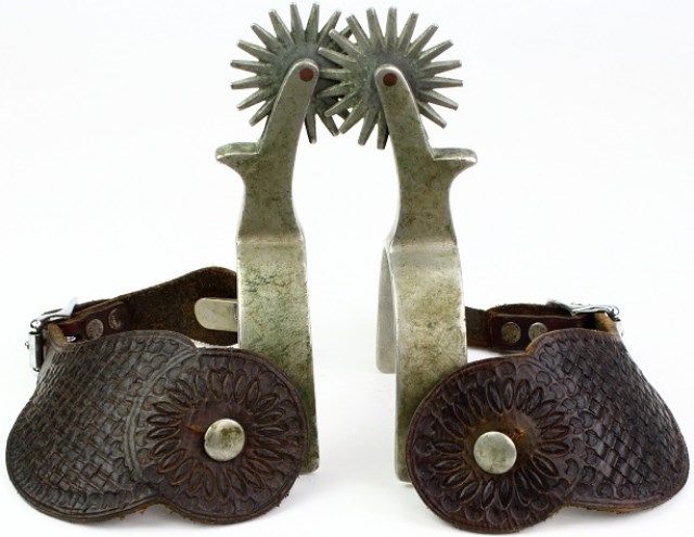 Large pair star steel silver spurs