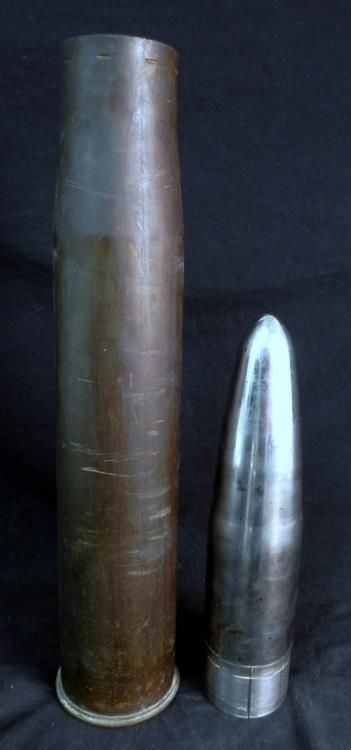 1943 90MM ANTI-TANK SHELL & CASING-36" HI-BRASS & STEEL