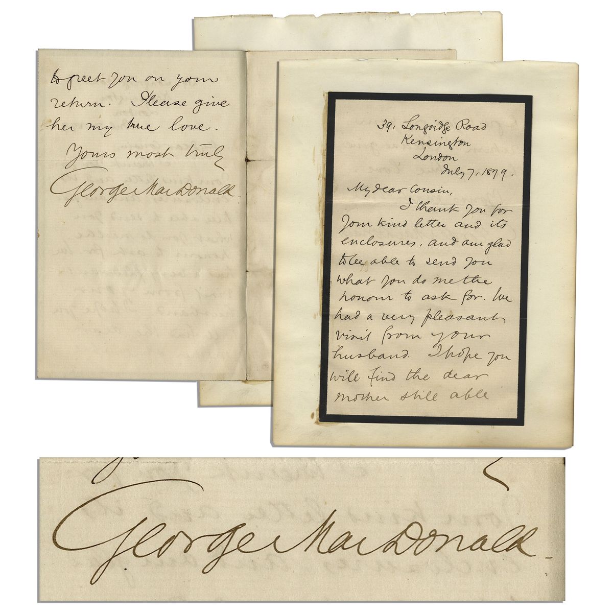Poet George MacDonald Autograph Letter Signed -- ''...I hope you will ...