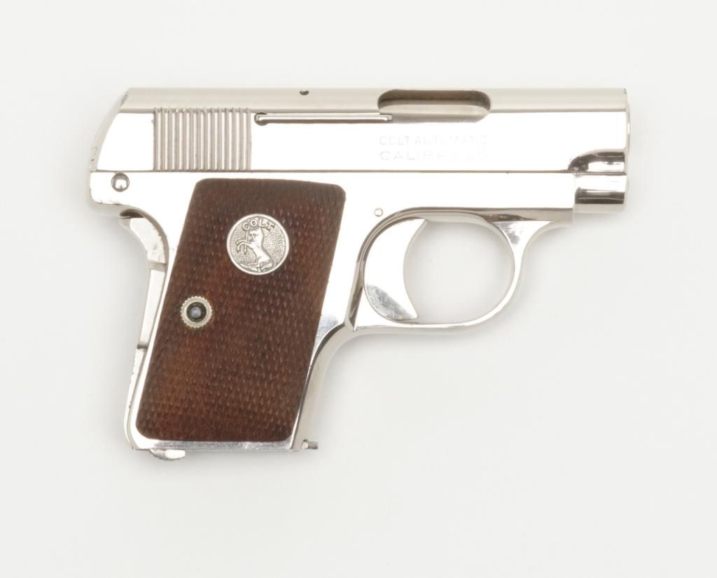 Colt Model 1908 semi-auto pistol, .25 cal., 2” barrel, nickel finish ...