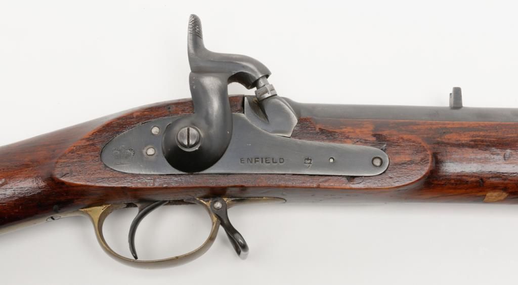 Enfield percussion rifle, .69 cal., 35-1/2” barrel, black finish, wood ...