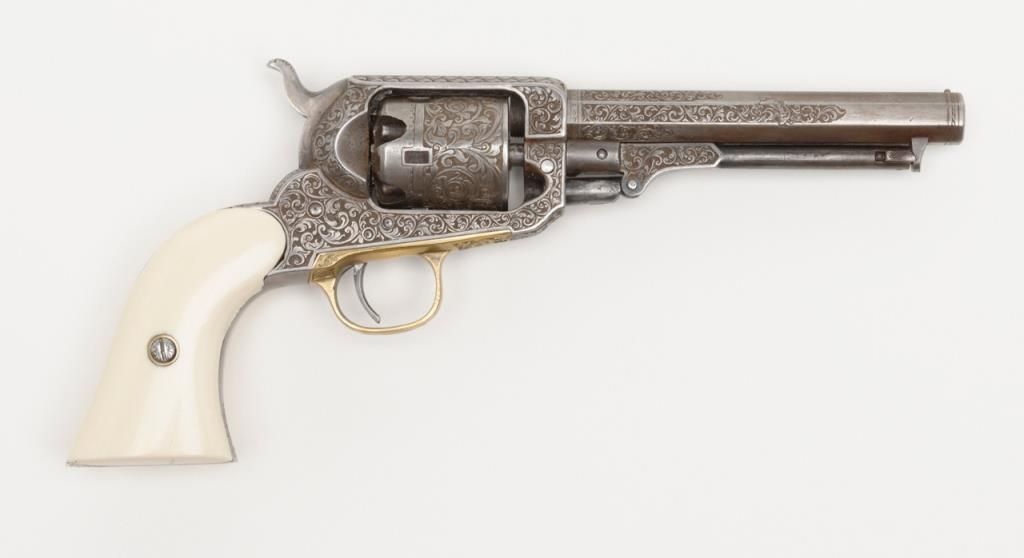 Custom engraved Whitney pocket model percussion revolver, .31 cal., 5 ...