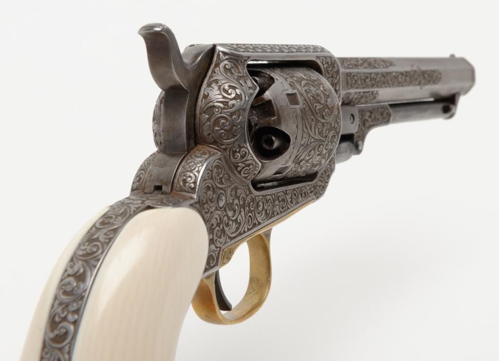 Custom engraved Whitney pocket model percussion revolver, .31 cal., 5 ...