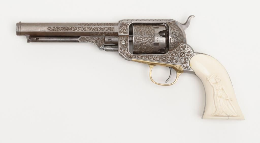 Custom engraved Whitney pocket model percussion revolver, .31 cal., 5 ...