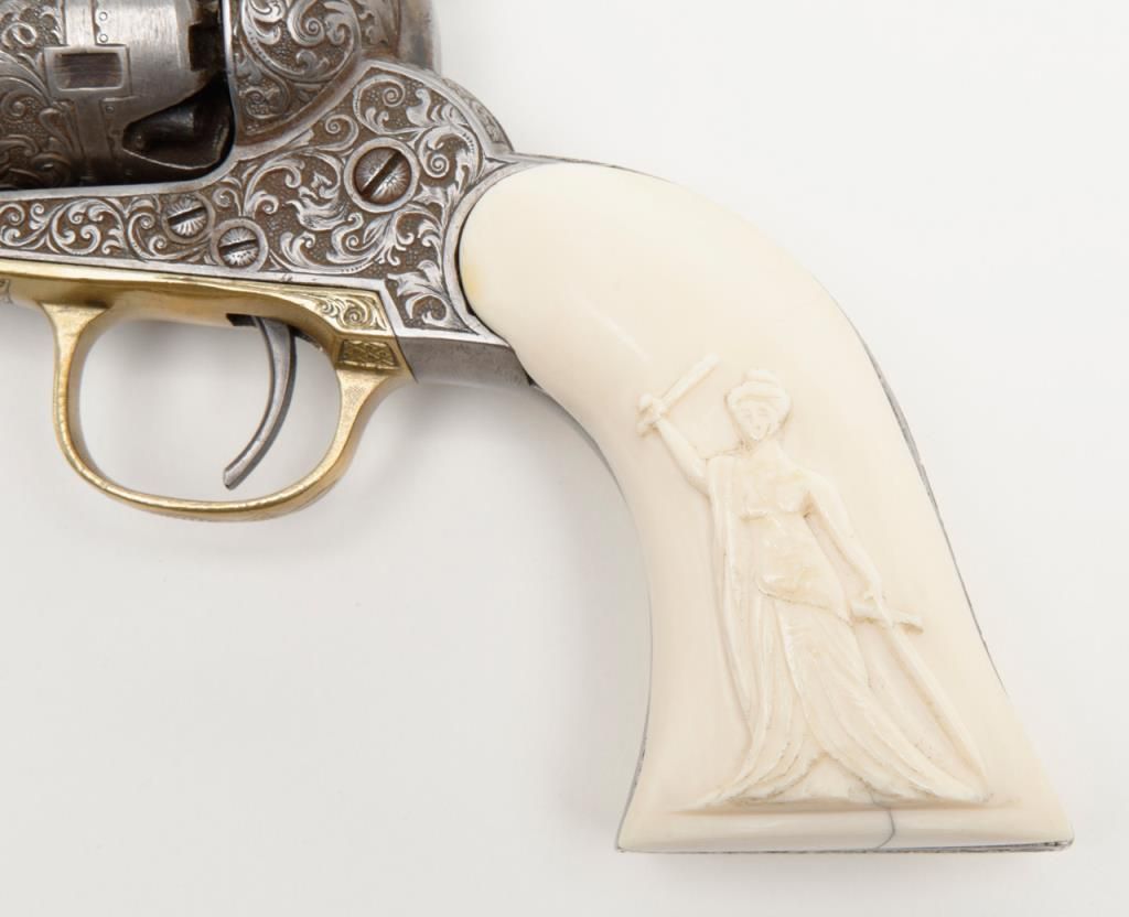 Custom engraved Whitney pocket model percussion revolver, .31 cal., 5 ...