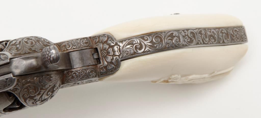 Custom engraved Whitney pocket model percussion revolver, .31 cal., 5 ...