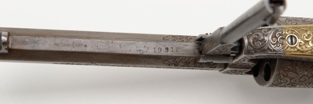 Custom engraved Whitney pocket model percussion revolver, .31 cal., 5 ...