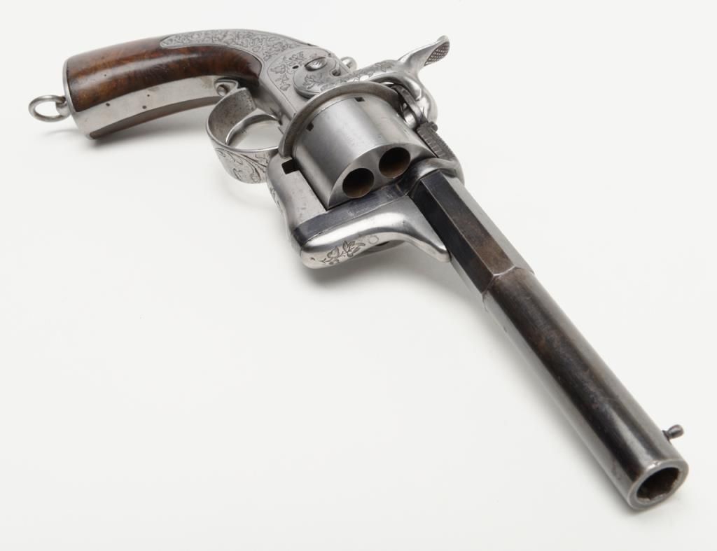 Fine quality and very unusual cased pinfire single action revolver ...