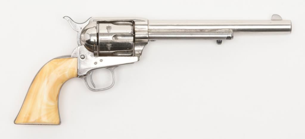 Rare Colt SAA revolver, .44 Rimfire cal., 7-1/2” barrel, nickel finish ...