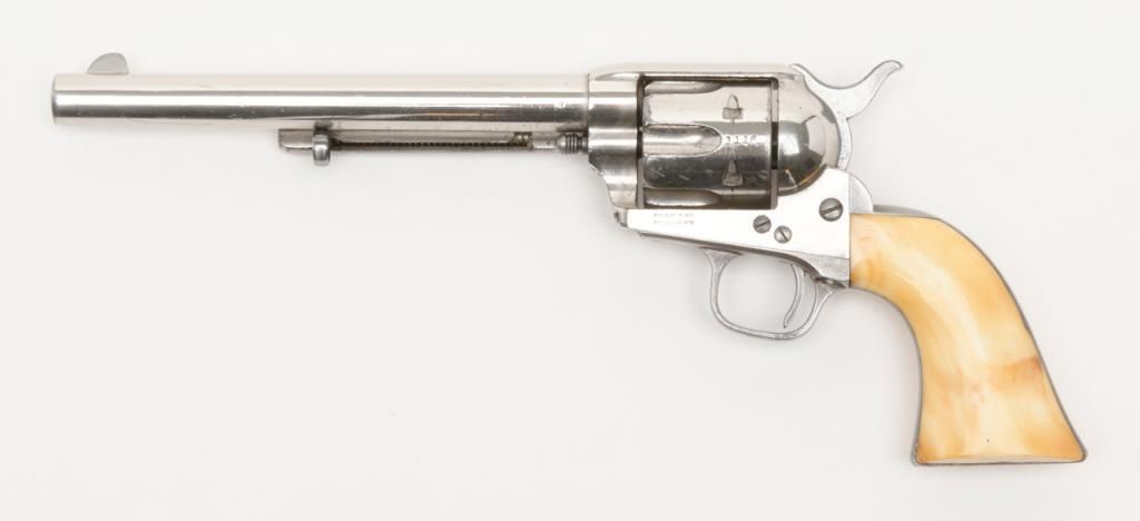 Rare Colt SAA revolver, .44 Rimfire cal., 7-1/2” barrel, nickel finish ...
