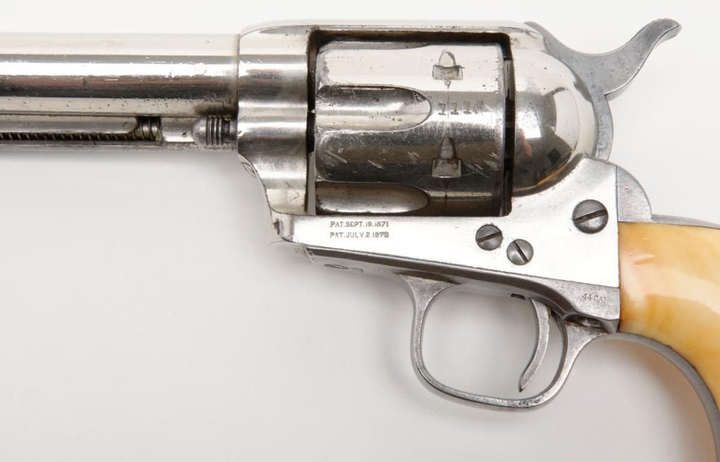 Rare Colt SAA revolver, .44 Rimfire cal., 7-1/2” barrel, nickel finish ...