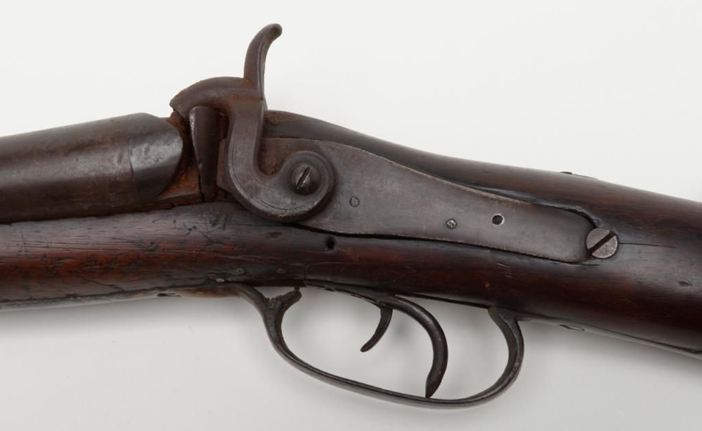 Gold Rush era SxS percussion back action lock 10 gauge shotgun, 31 ...