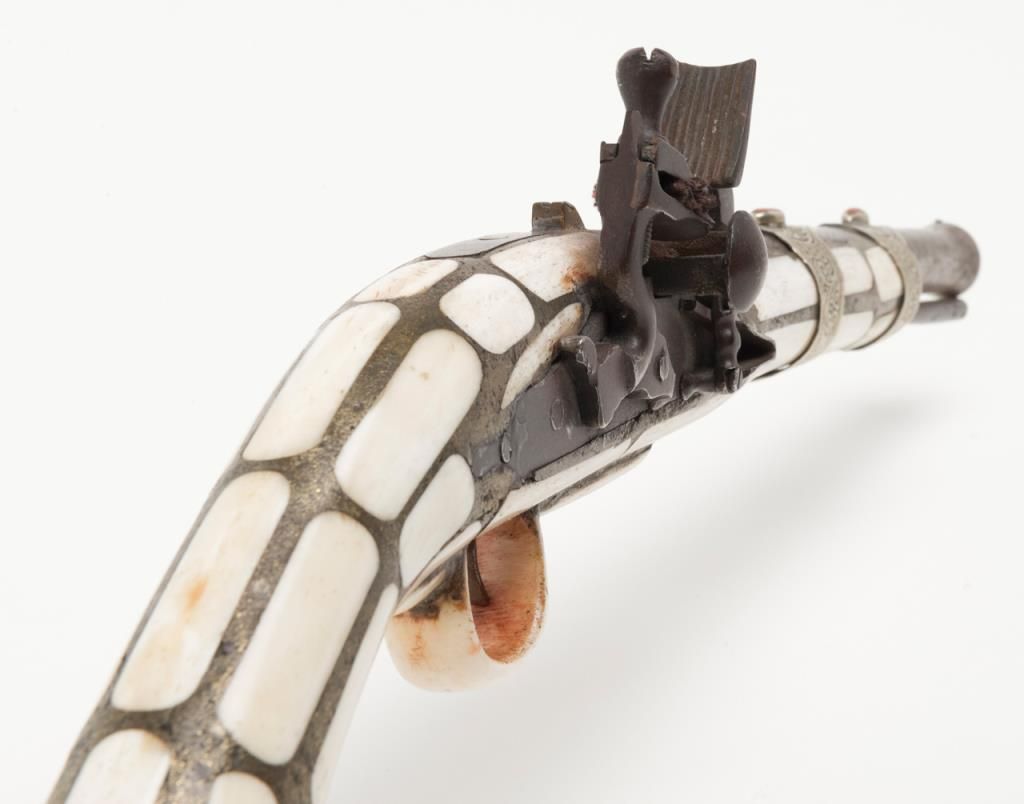 North African Snaphance pistol, approximately .58 caliber. The gun is ...