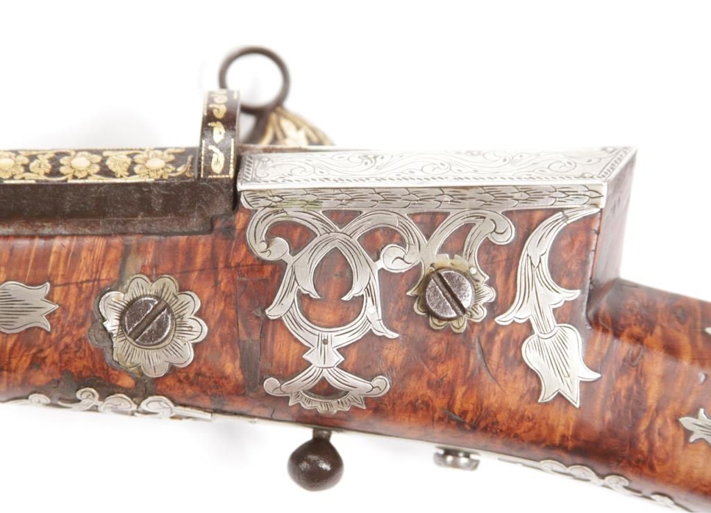 A very fine Ottoman Turkish shishana miquelet rifle. Octagonal barrel ...