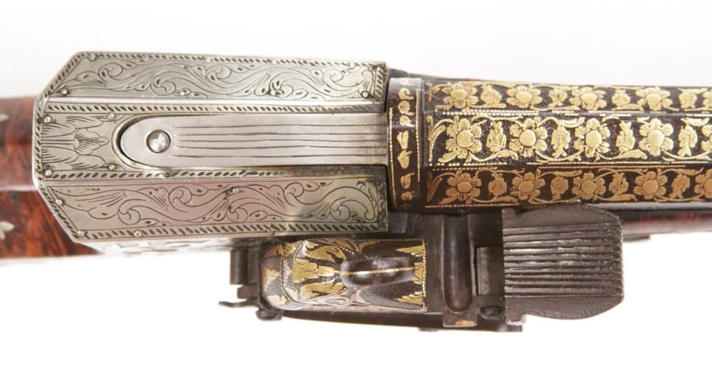 A very fine Ottoman Turkish shishana miquelet rifle. Octagonal barrel ...