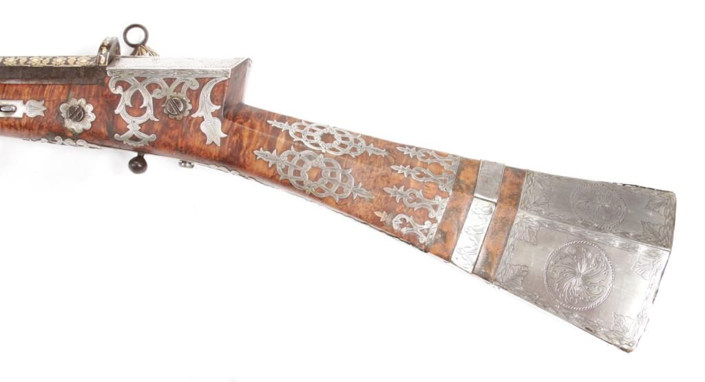 A very fine Ottoman Turkish shishana miquelet rifle. Octagonal barrel ...