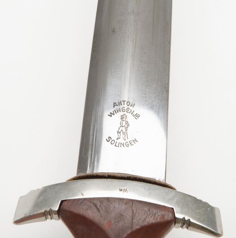 SA Nazi Wood handled Dagger. The engraved blade is marked, “Anton ...