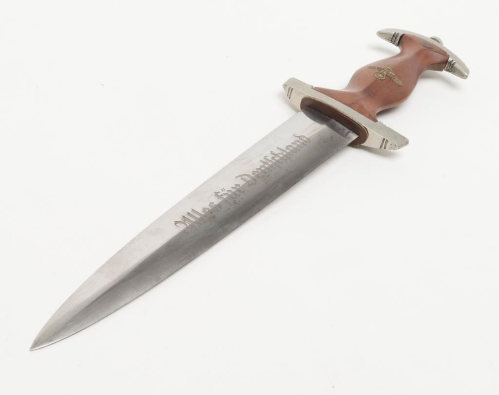 SA Nazi Wood handled Dagger. The engraved blade is marked, “Anton ...