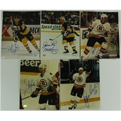 Lot of (5) Signed Bruins 8x10 Photos with Stephen Leach, Jeff Lazaro ...