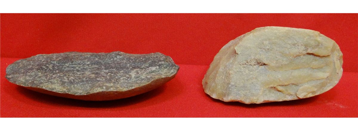 4 Plains Indian scrapers & 1 knife scraper, 4 and 5", Rosebud, MT