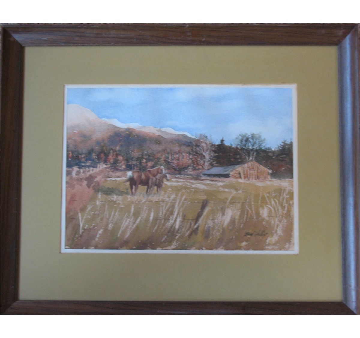 Bud Helbig, Mare and Colt, watercolor, 10” x 14”, framed, former CAA artist