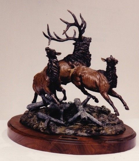 Jay Contway bronze, Badlands Elk, 1994, 49/50, 16" h x 19" w x 17" d