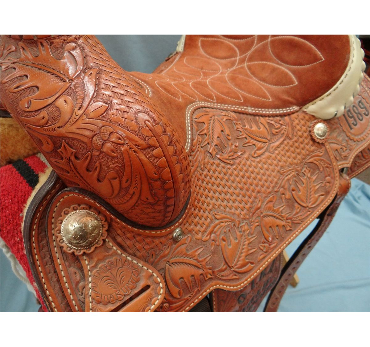 Benny Reynolds trophy saddle, 15", dbl rigged, maker Carl Ammerman ...