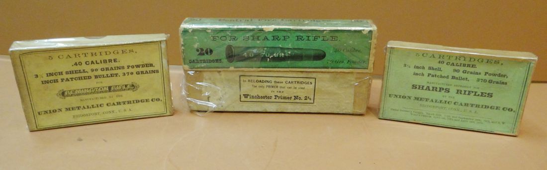 3- Antique cartridge boxes: 1- REMIINGTON, 2- SHARPS