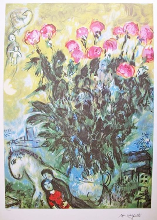 MARC CHAGALL LES ROSES LIMITED ED. LITHOGRAPH