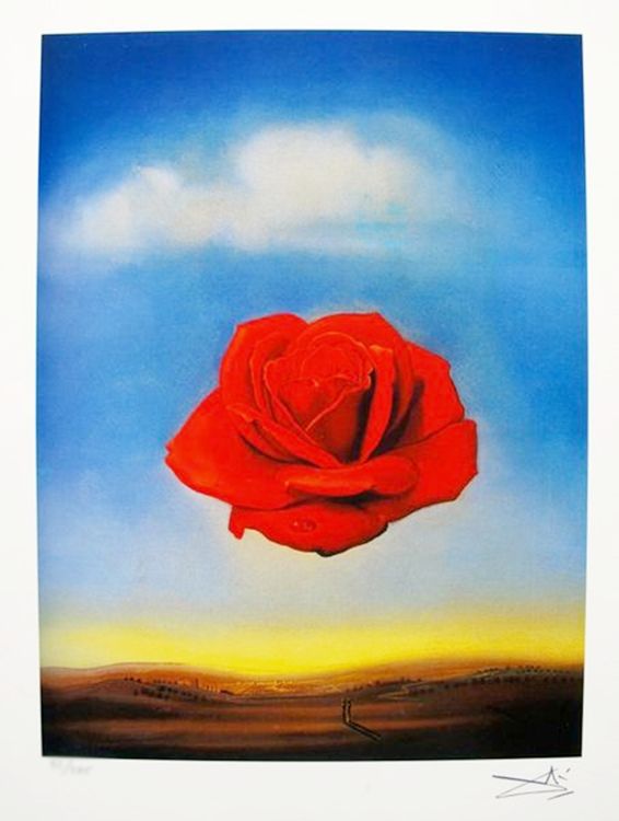 SALVADOR DALI MEDITATIVE ROSE FACSIMILE SIGNED & NUMBERED GICLEE