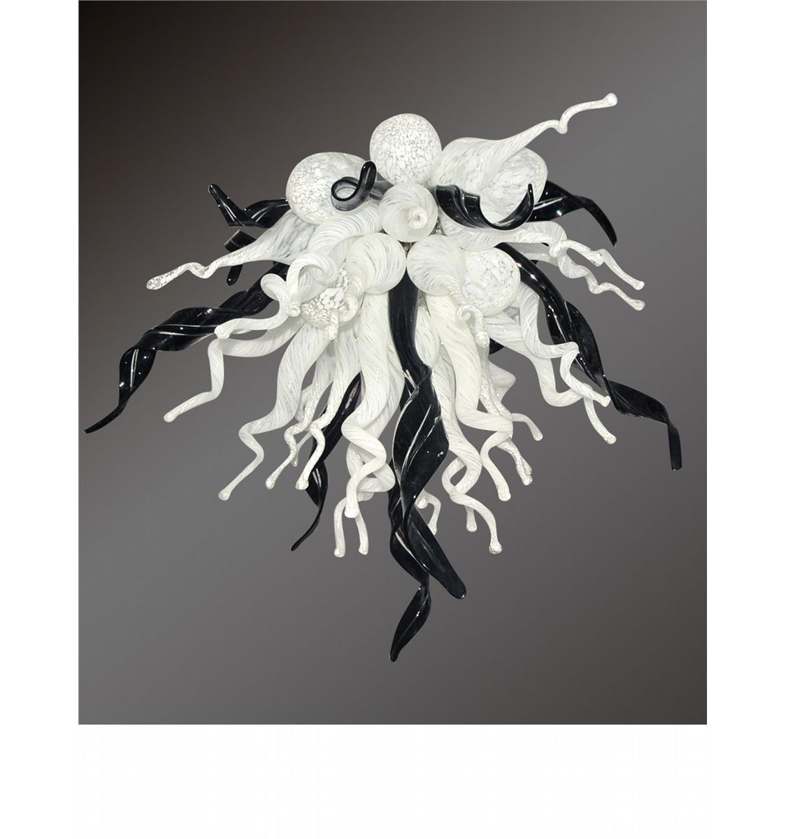 HAND BLOWN - OBSIDIAN LEAF CONFETTI CHANDELIER