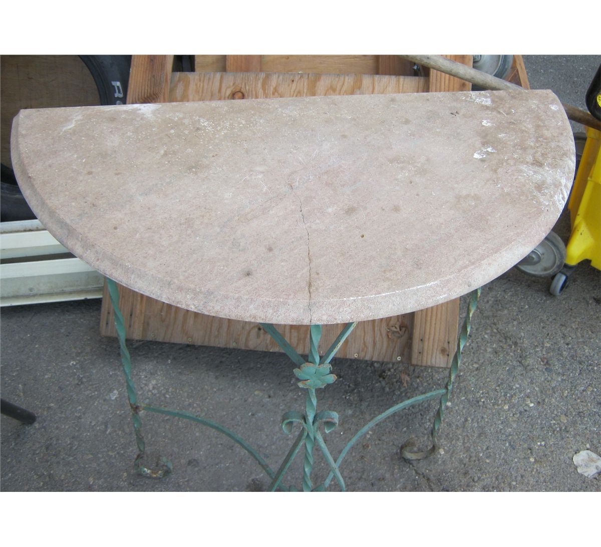 Wrought Iron Marble Top Garden Wall Stand.