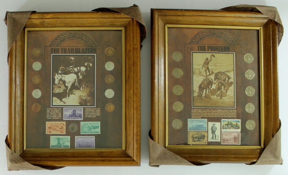 Lot of (2) Commemorative Coin & Stamp Frame Displays