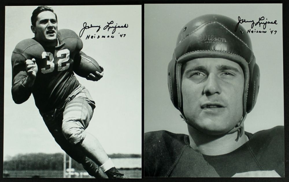 Lot of (2) Johnny Lujack Signed 8x10 Photos Inscribed "47 Heisman" (PA LOA)