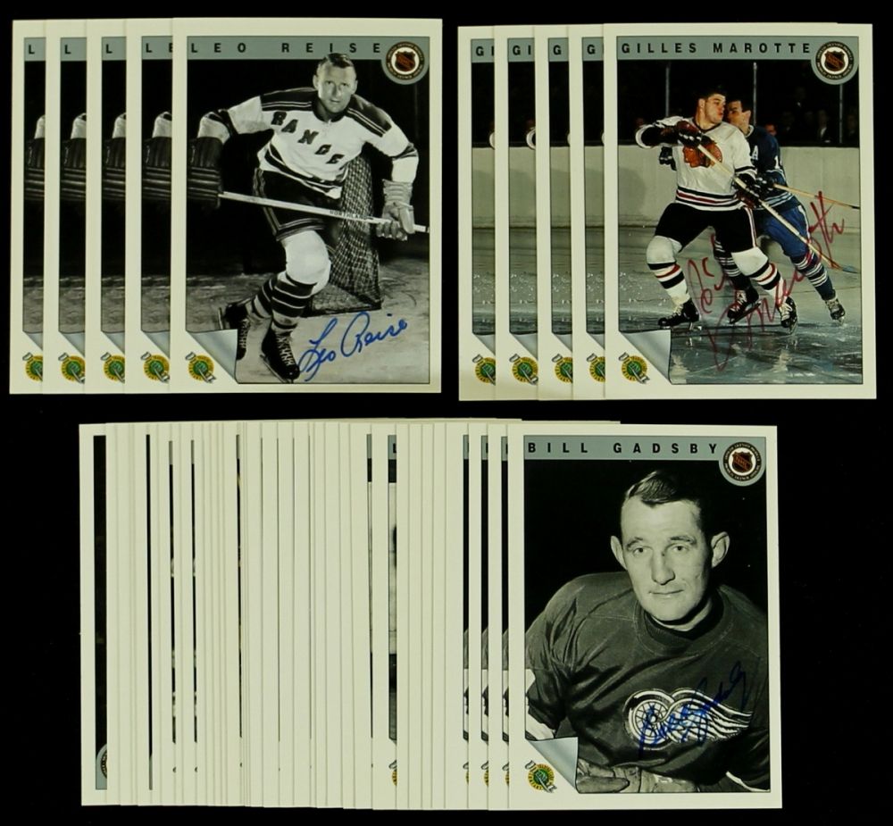 Lot of (45) Signed Hockey Cards with Bob Nevin, Vic Hadfield, Harry ...