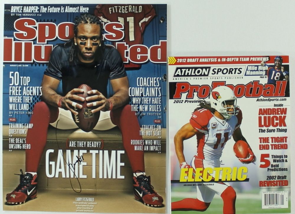 Larry Fitzgerald Signed Sports Illustrated 11x14 Photo & Larry ...