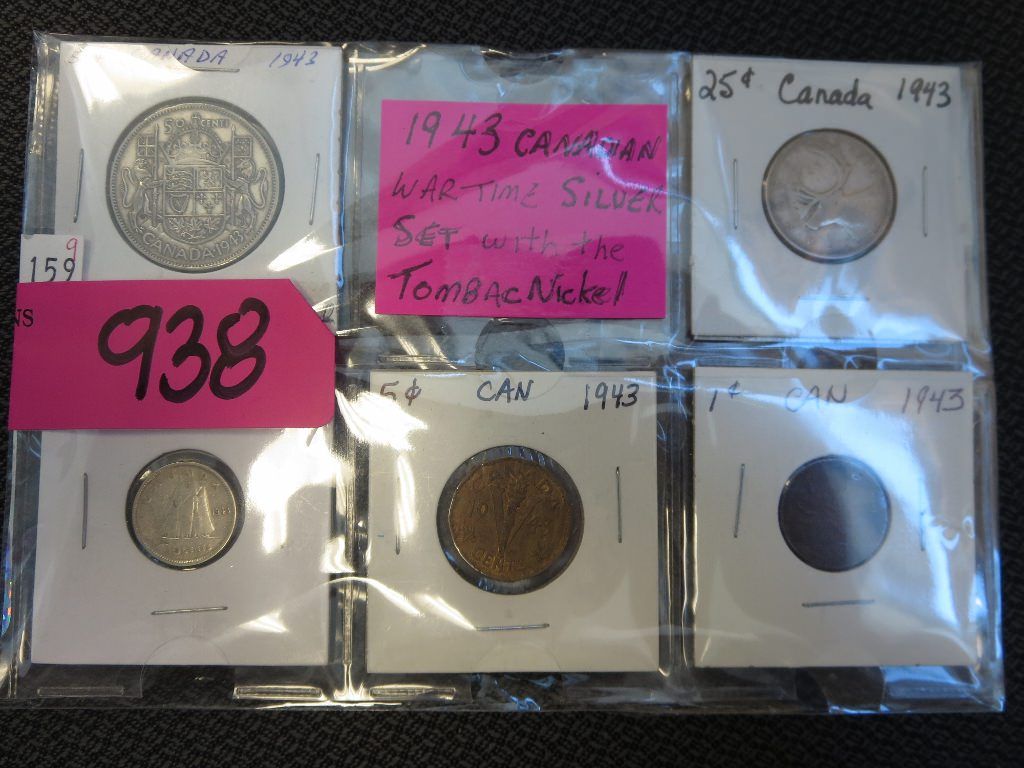 1943 Wartime Silver coin set w/ Tombac Nickels