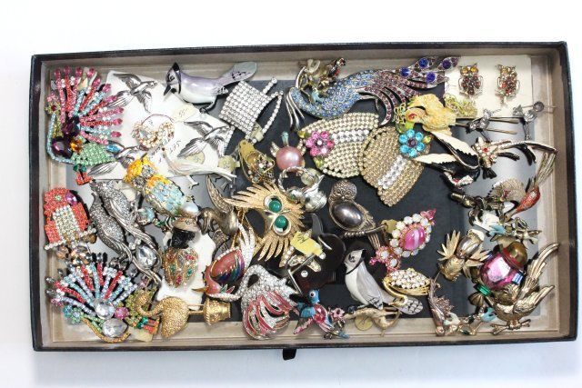 Colorful vintage, Sterling, & pre-war pins