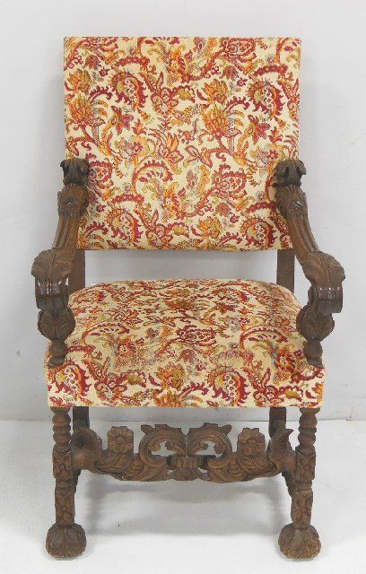 English Carved Baroque Style Throne Chair