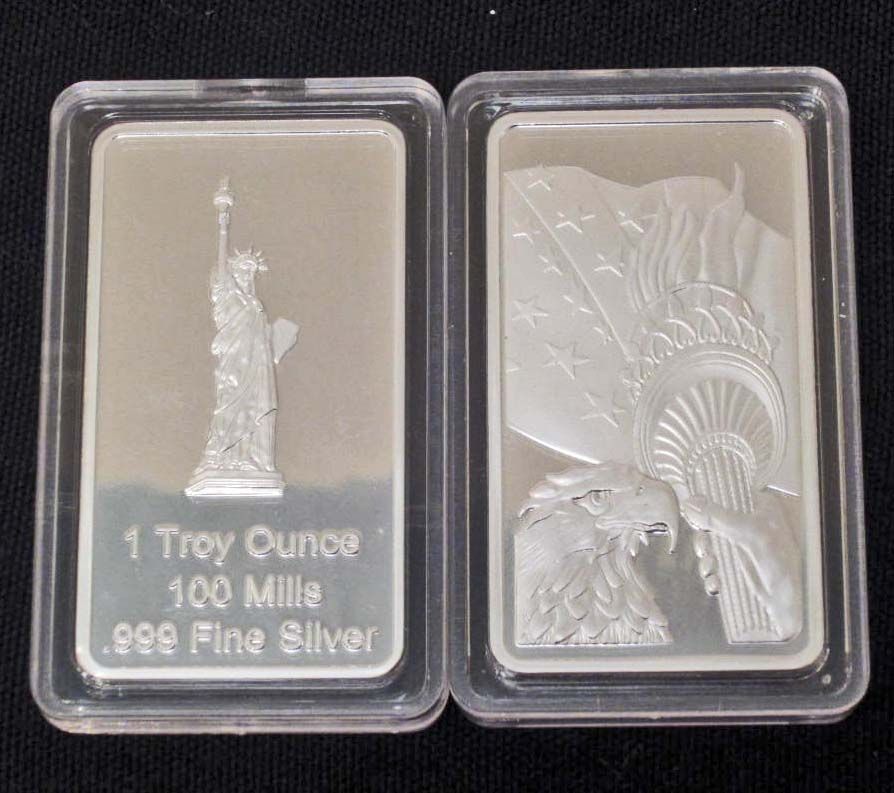 STATUE OF LIBERTY 1 OZ. .999 SILVER CLAD INGOT BAR