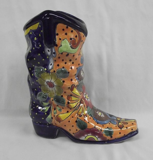 Mexican Talavera Pottery Cowboy Boot