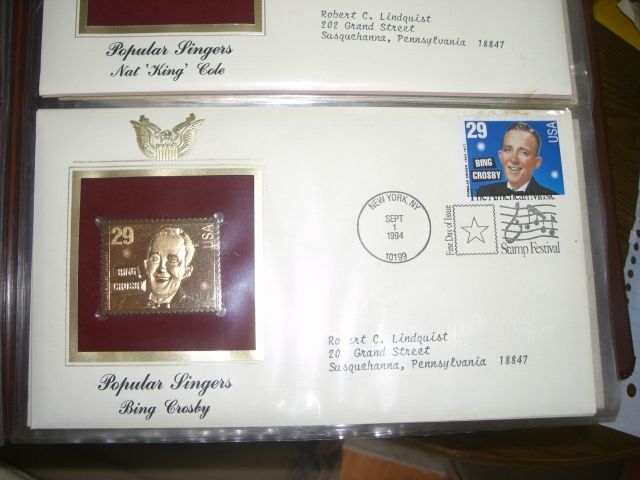 1994 22KT GOLD FIRST DAY ISSUE NEW YORK,NY-POPULAR SINGERS BING CROSBY ...