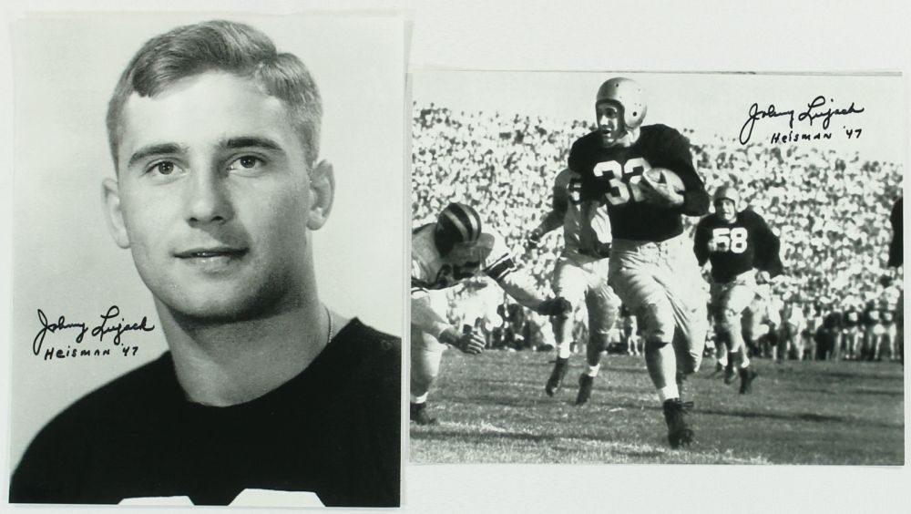 Lot of (2) Johnny Lujack Signed 8x10 Photos Inscribed "Heisman 47" (PA LOA)