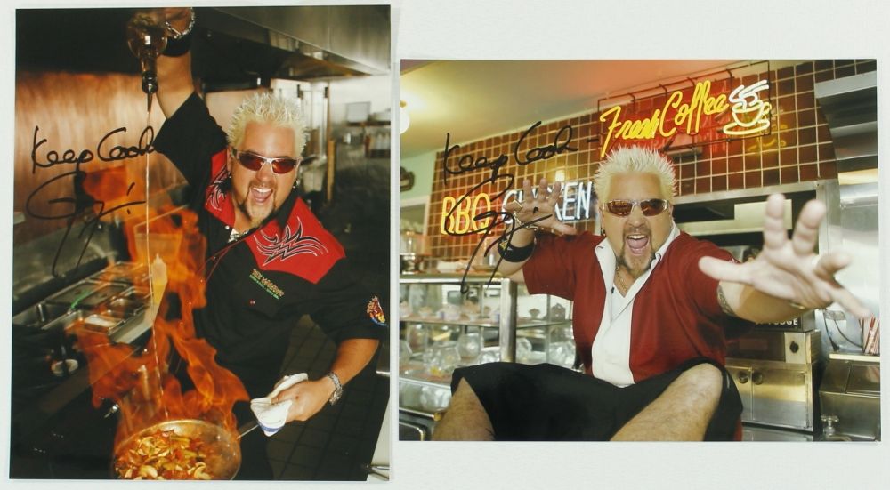 Lot of (2) Guy Fieri Signed 8x10 Photos Inscribed "Keep Cool" (PA LOA)