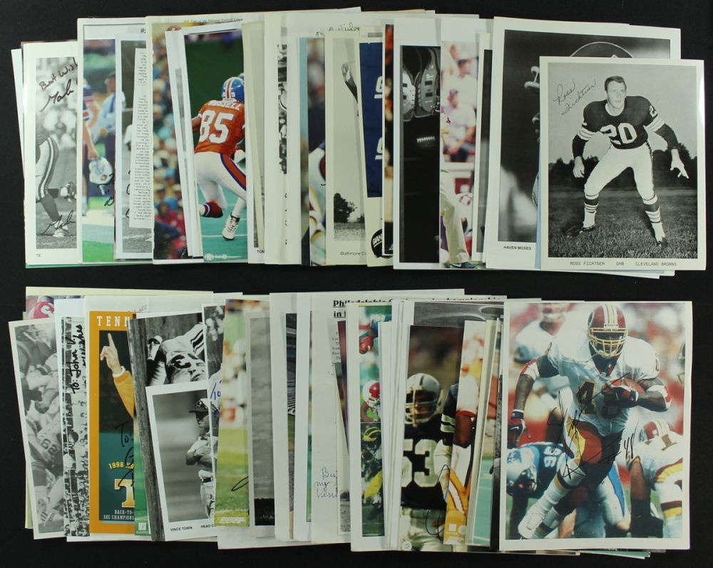 Lot of (100) Signed Football Flats with 8x10 Photos, Magazine Photos ...