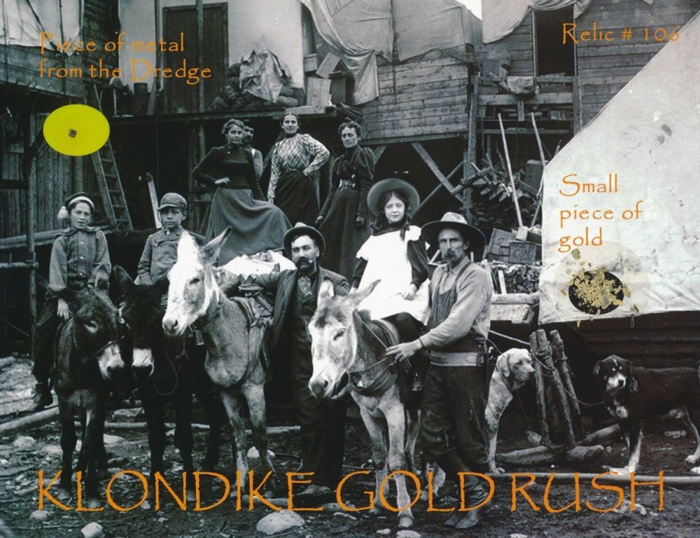 Klondike Gold Rush Relic Photo with a Small Piece of Gold Flake