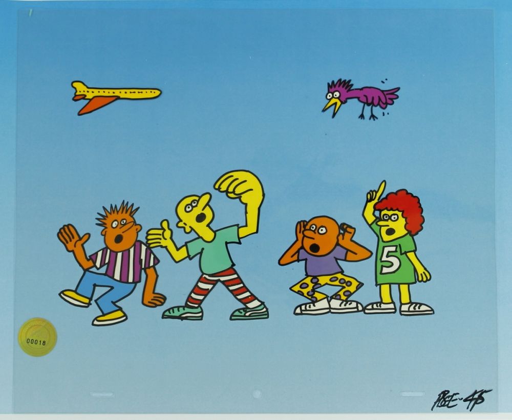 Keith Haring Original "Sesame Street" Hand-Painted Animation Cel (PA LOA)