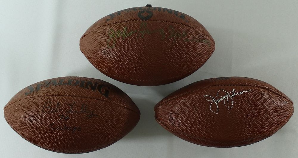 Lot of (3) Signed Spalding Mini-Footballs Including John Henry Johnson ...