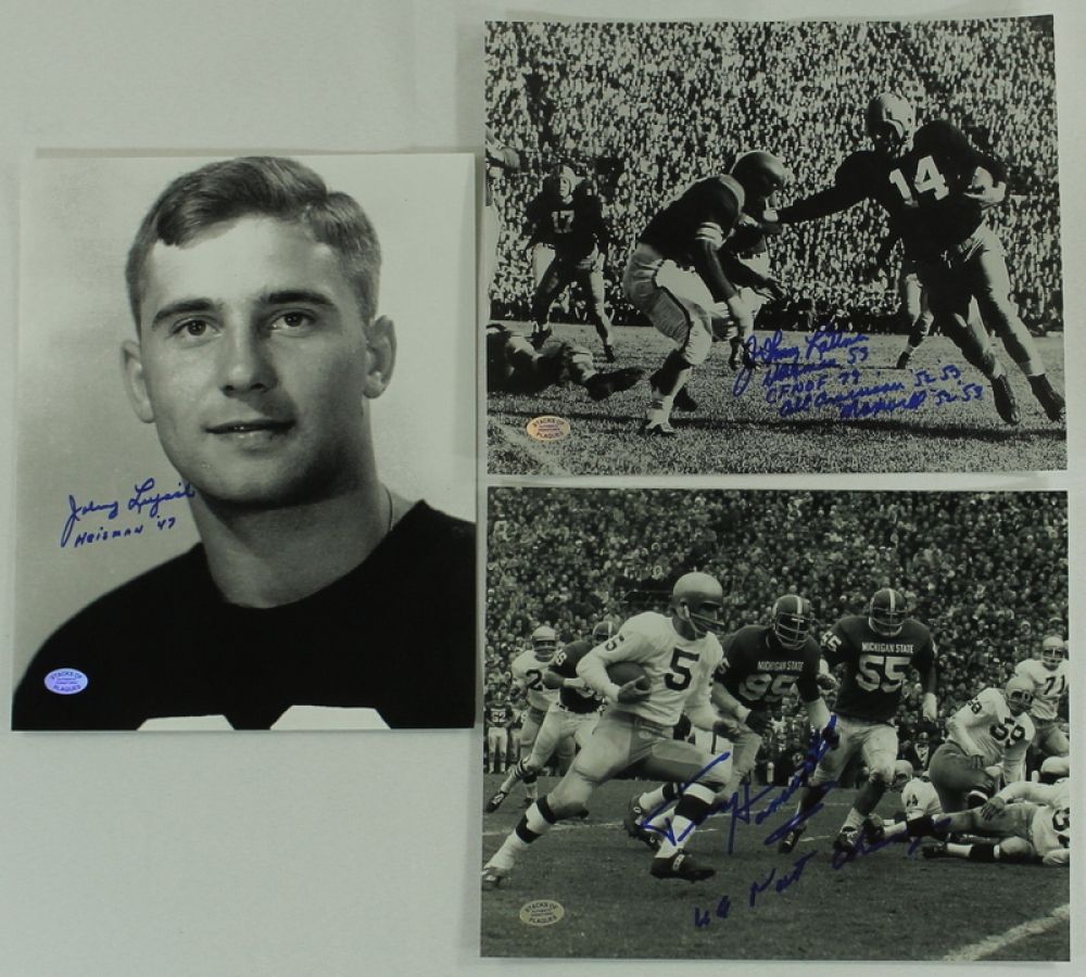 Lot of (3) Signed Heisman 8x10 Photos with Johnny Lattner, Johnny ...